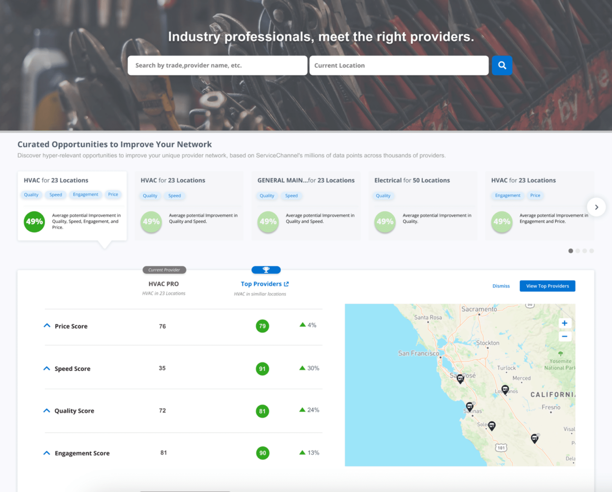 Benchmark, Onboard, and Rank Providers Faster | ServiceChannel